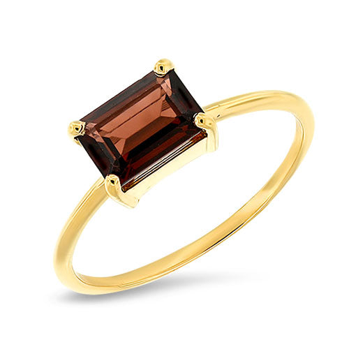 East/West Emerald-Cut Garnet Ring in 14K Yellow Gold - Gold N Heart Direct